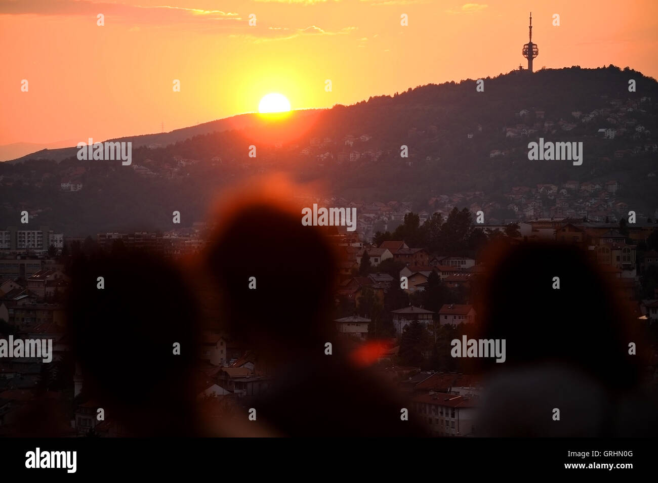 Sarajevo city panoramic shot from a hill at sunset Stock Photo - Alamy