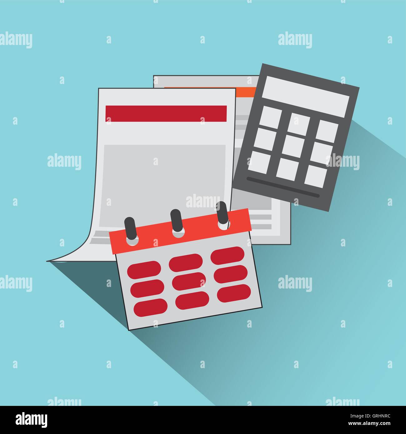 calendar with calculator office related items icon Stock Vector Image ...