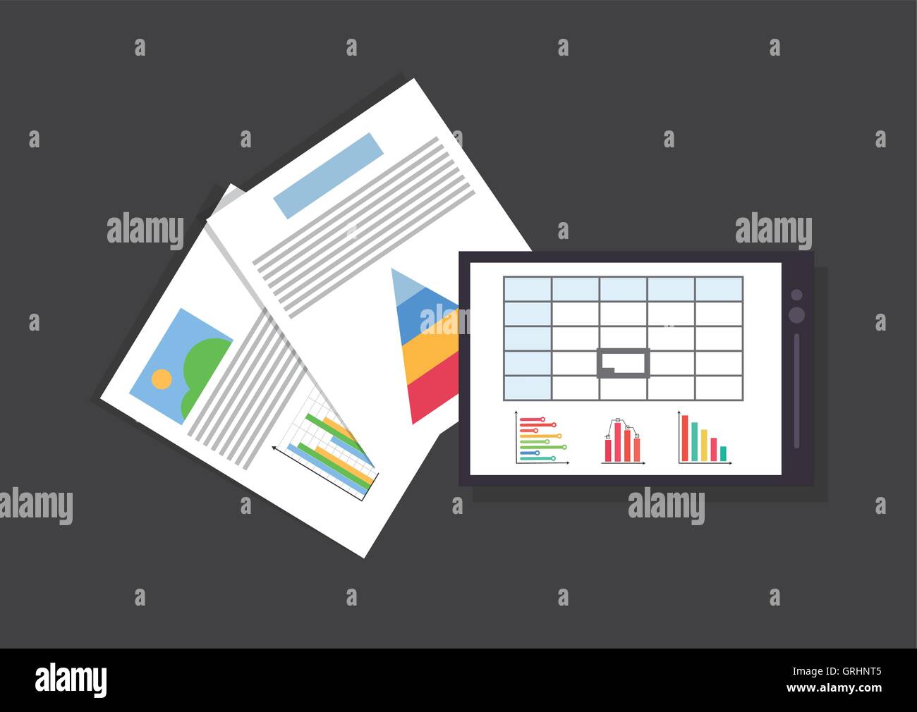 graph charts paper documents office related items icon Stock Vector ...