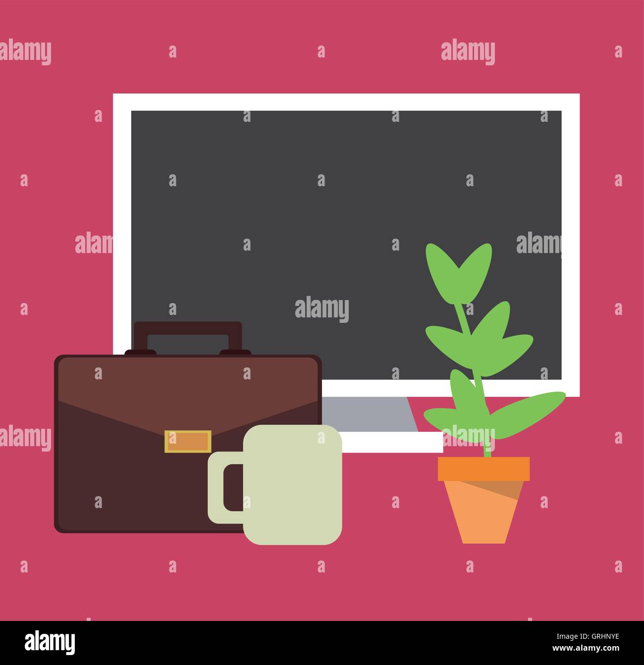 computer monitor and office related items icon Stock Vector Image & Art ...