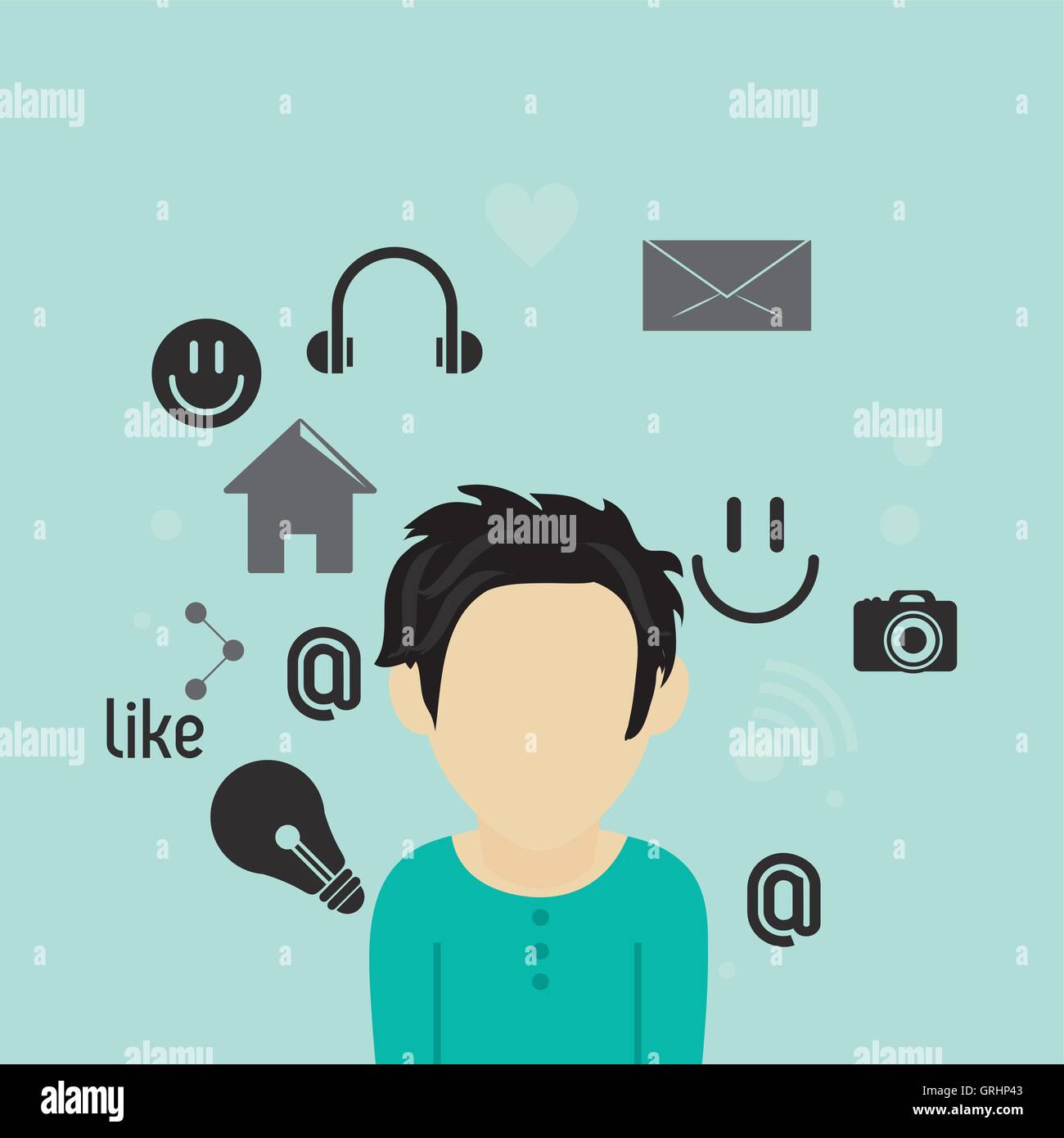 man avatar with telecommunication icons Stock Vector Image & Art - Alamy