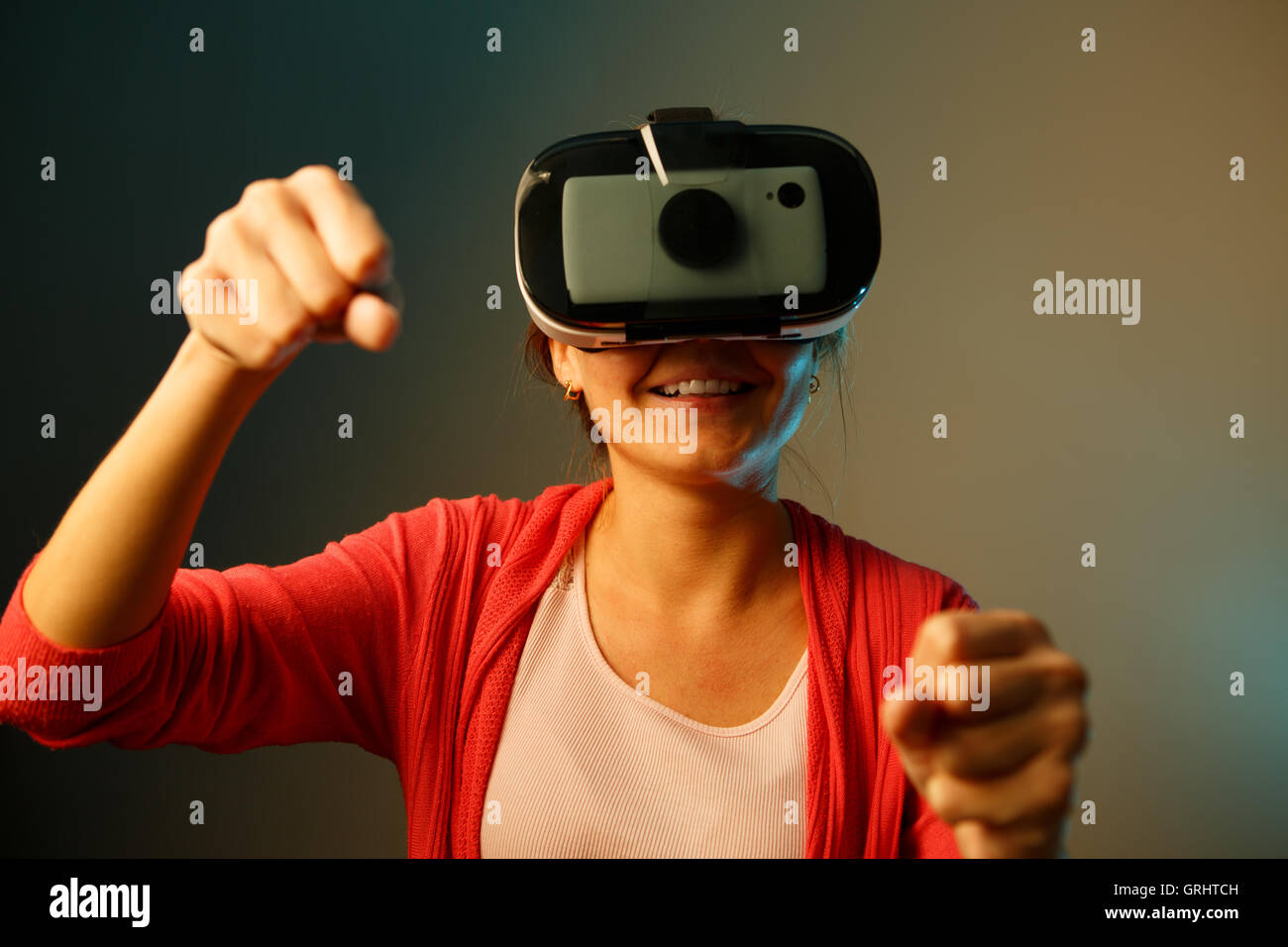 Young woman wear with the VR googles Stock Photo - Alamy