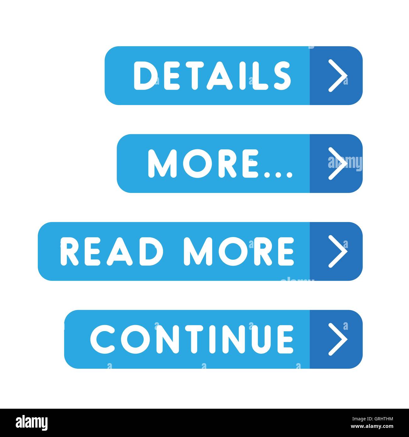 Call to action button set - Details, More, Read more, Continue Stock Vector Image & Art - Alamy