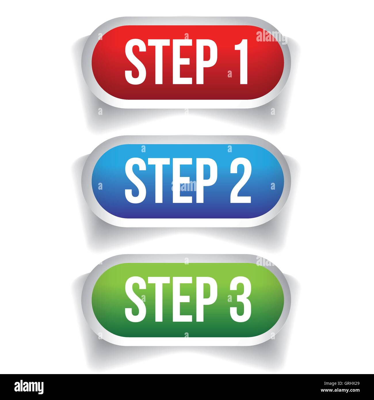 Step One, Two, Three progress buttons Stock Vector Image & Art - Alamy