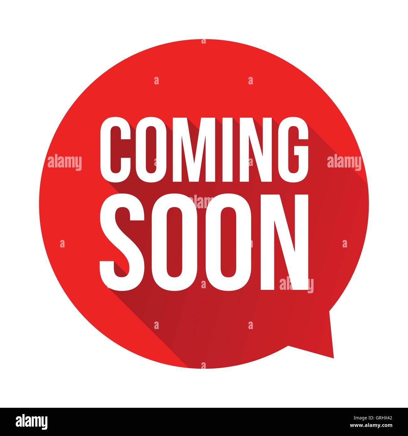Coming soon label vector red speech bubble Stock Vector Image & Art - Alamy