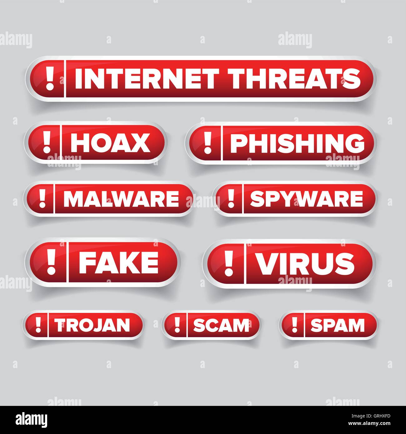 Internet threats button set - Hoax, Spam etc Stock Vector Image & Art ...