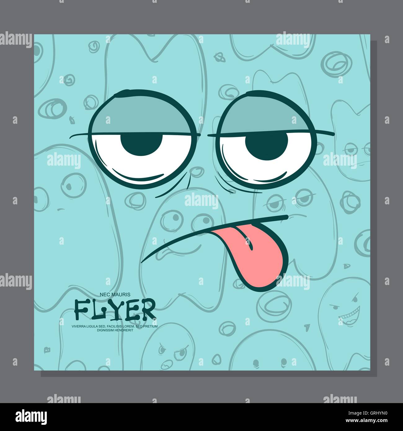 Flyers with Funny faces, cartoon-style on background. It can be used as ...
