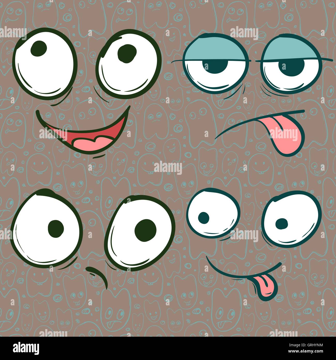 Flyers with Funny faces, cartoon-style on background. It can be used as ...