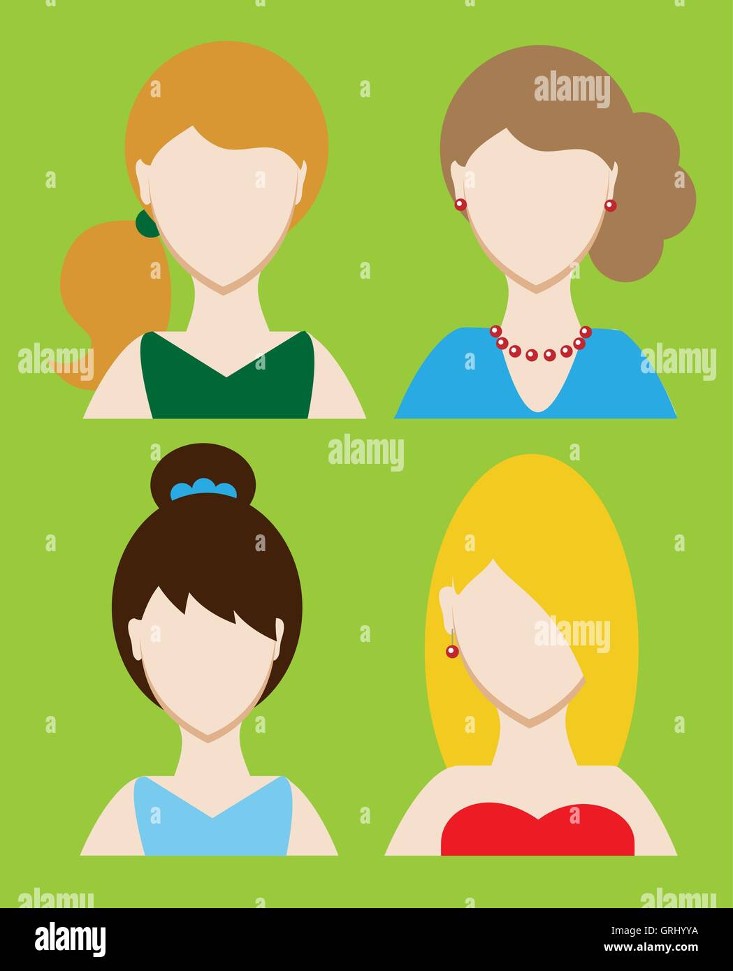 Set of female avatar or pictogram for social networks. Modern flat ...