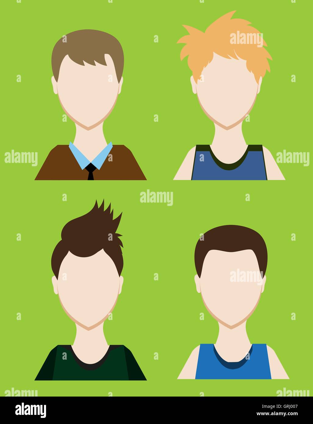 Set of Male avatar or pictogram for social networks. Modern flat ...