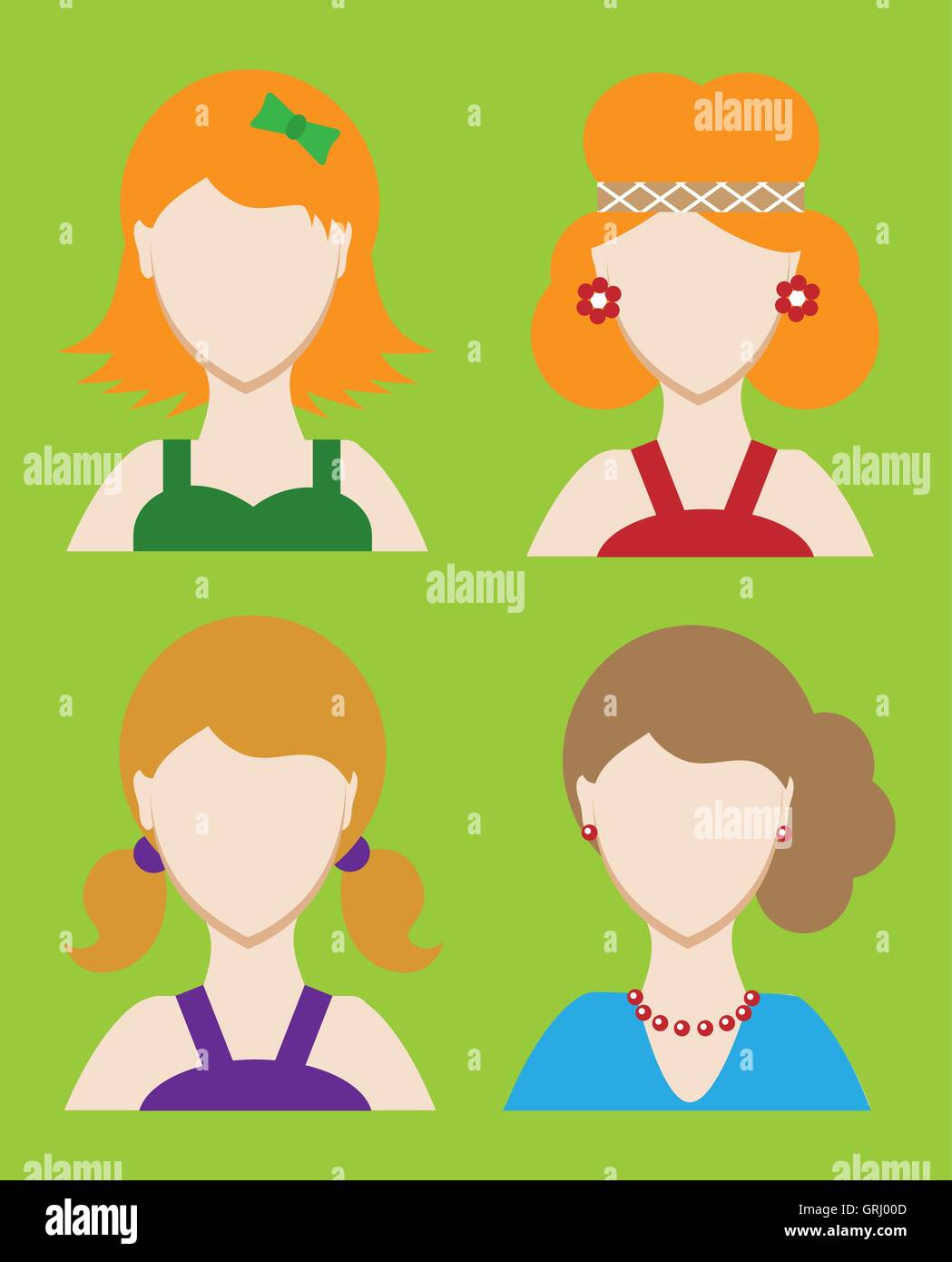 Set of female avatar or pictogram for social networks. Modern flat ...