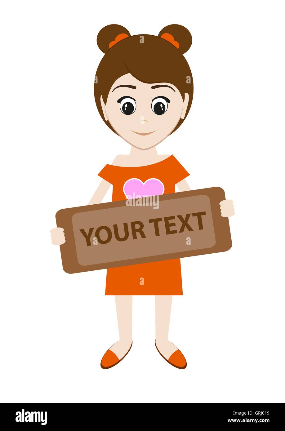 cartoon girl holding a sign for your text. Vector Stock Vector Image ...