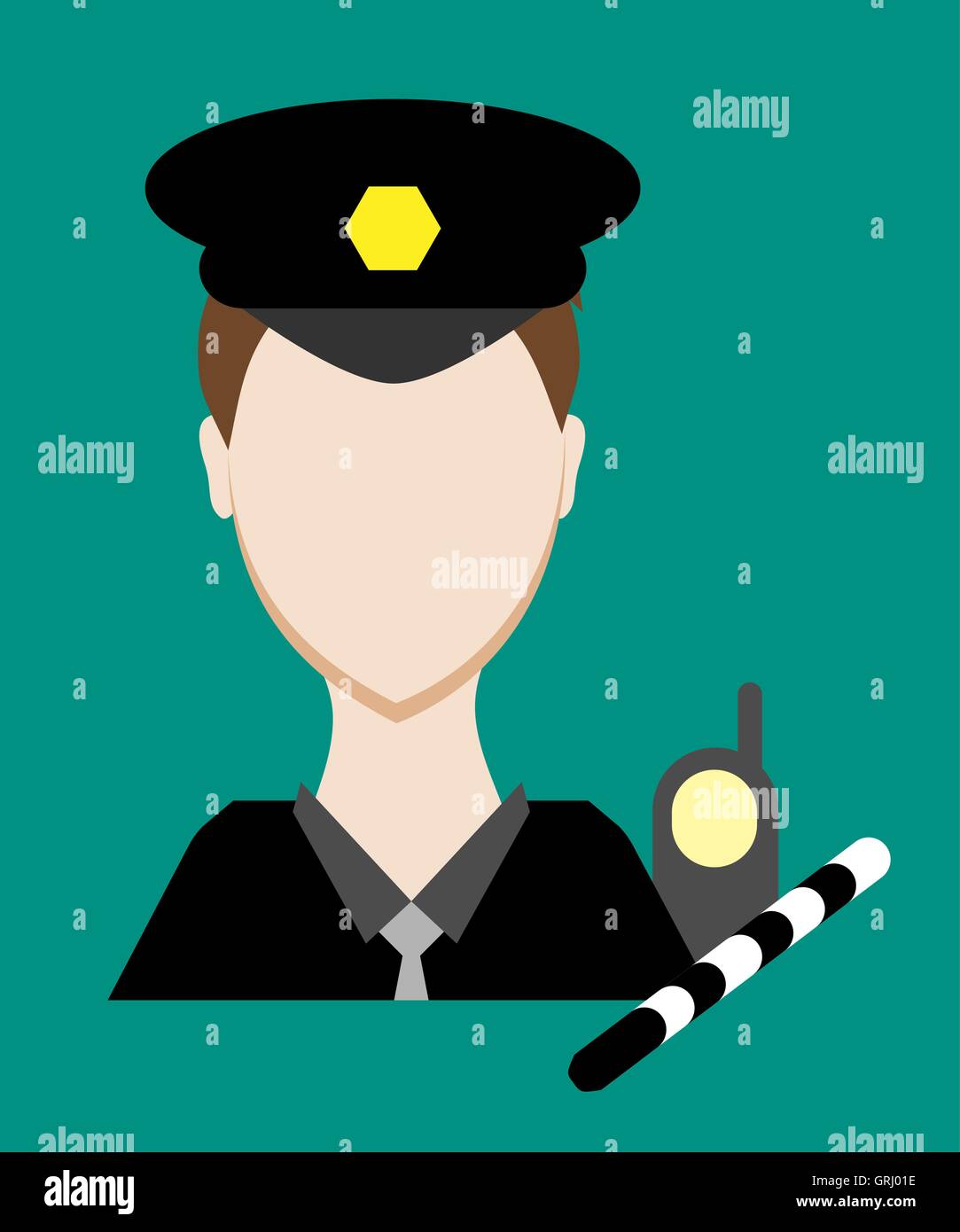 Profession people cop. Face male uniform. Avatars in flat design ...