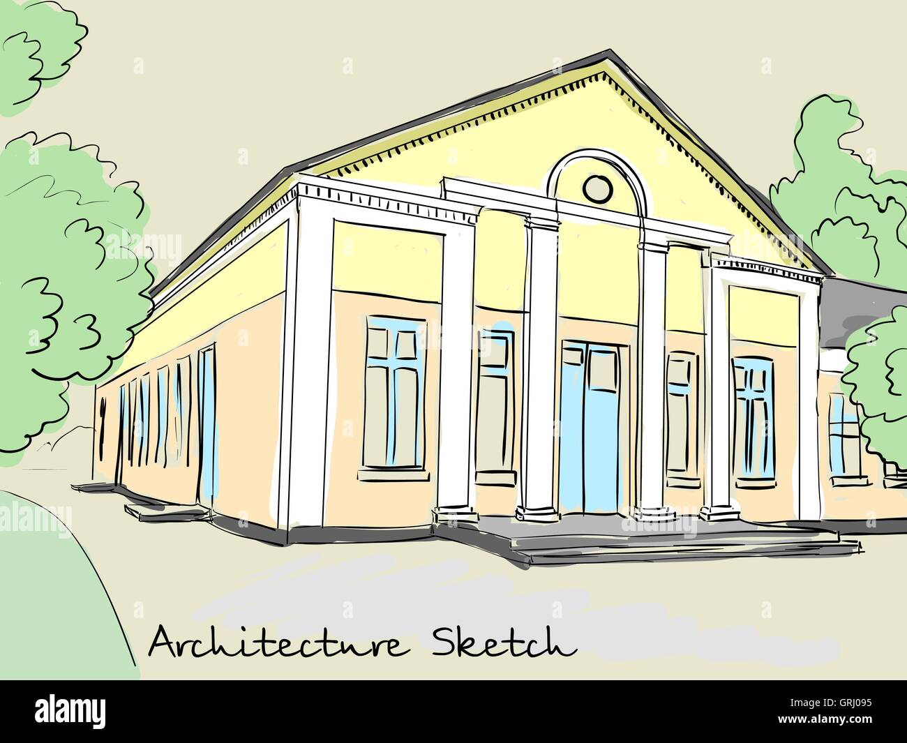 architectural structure with columns. Old school, club, house of ...