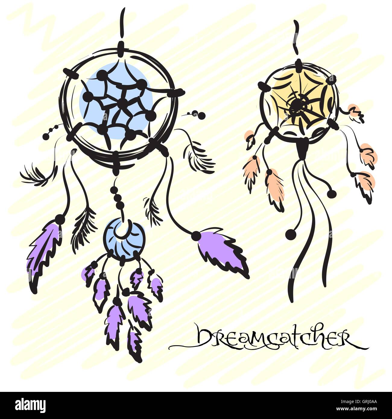 Dream catchers. Native american traditional symbol. Vintage hand drawn ...
