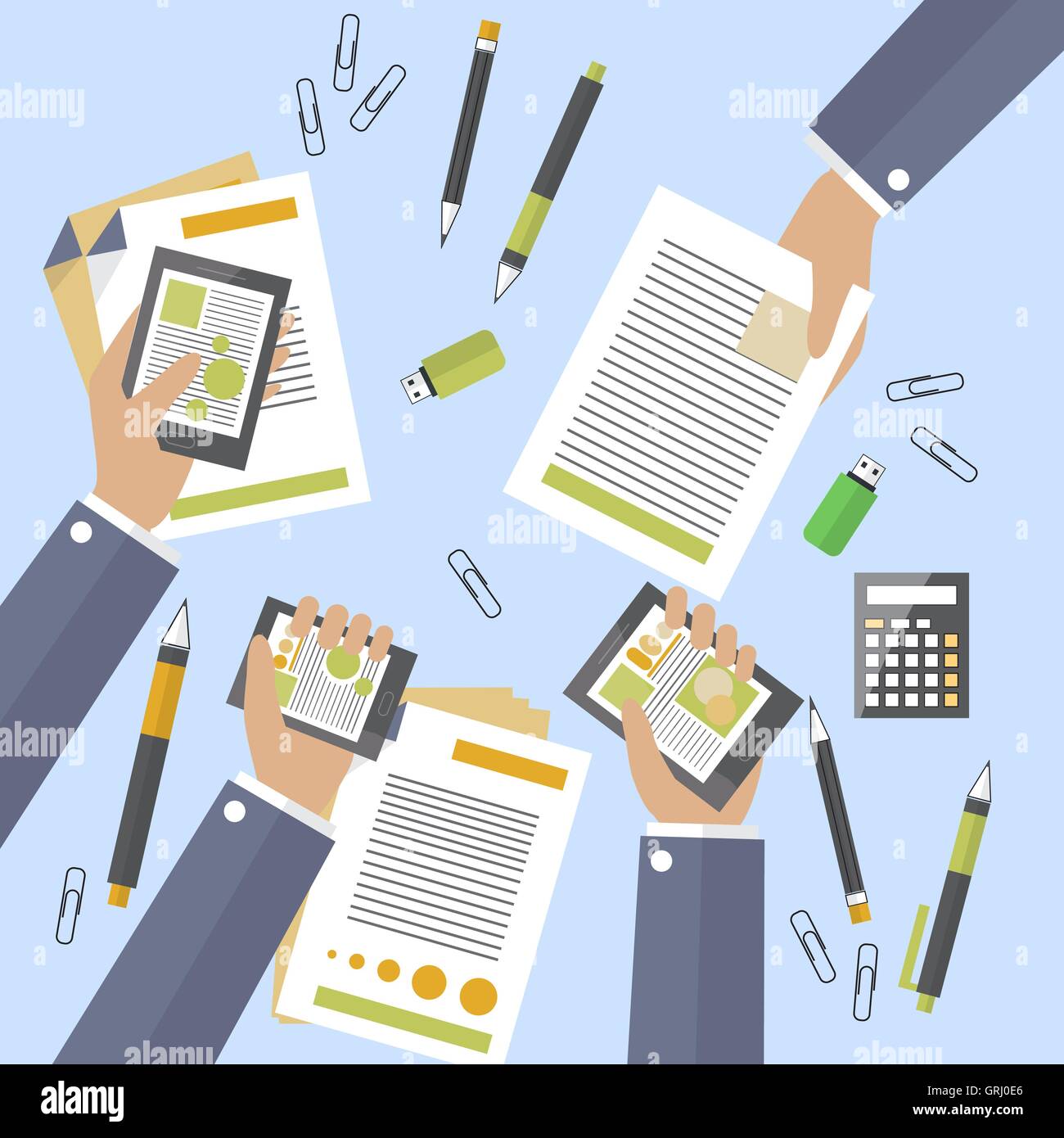 Illustration busy hand working Stock Vector Images - Alamy