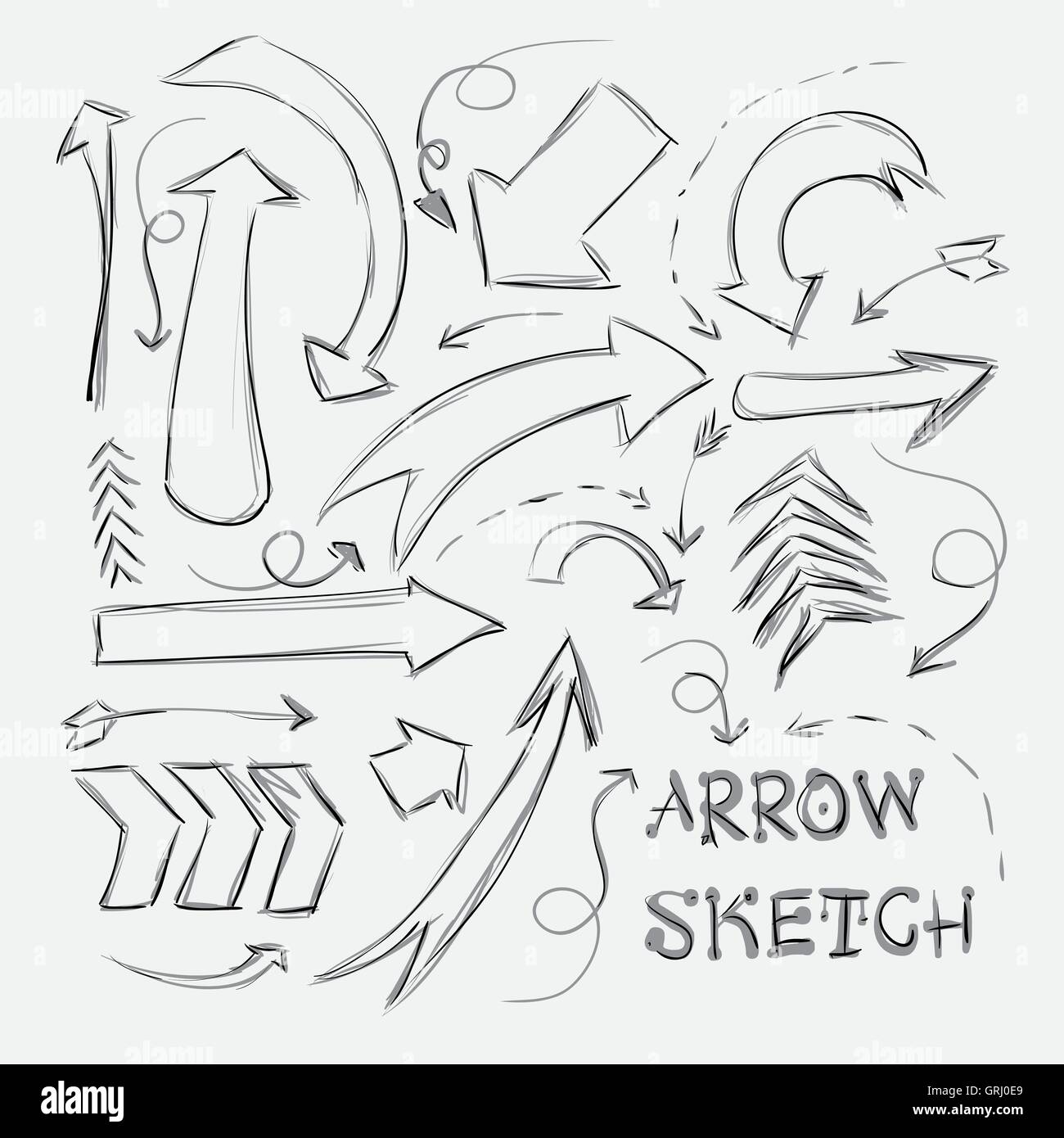 Collection of sketch arrows hand-drawn on a white background. Vector ...