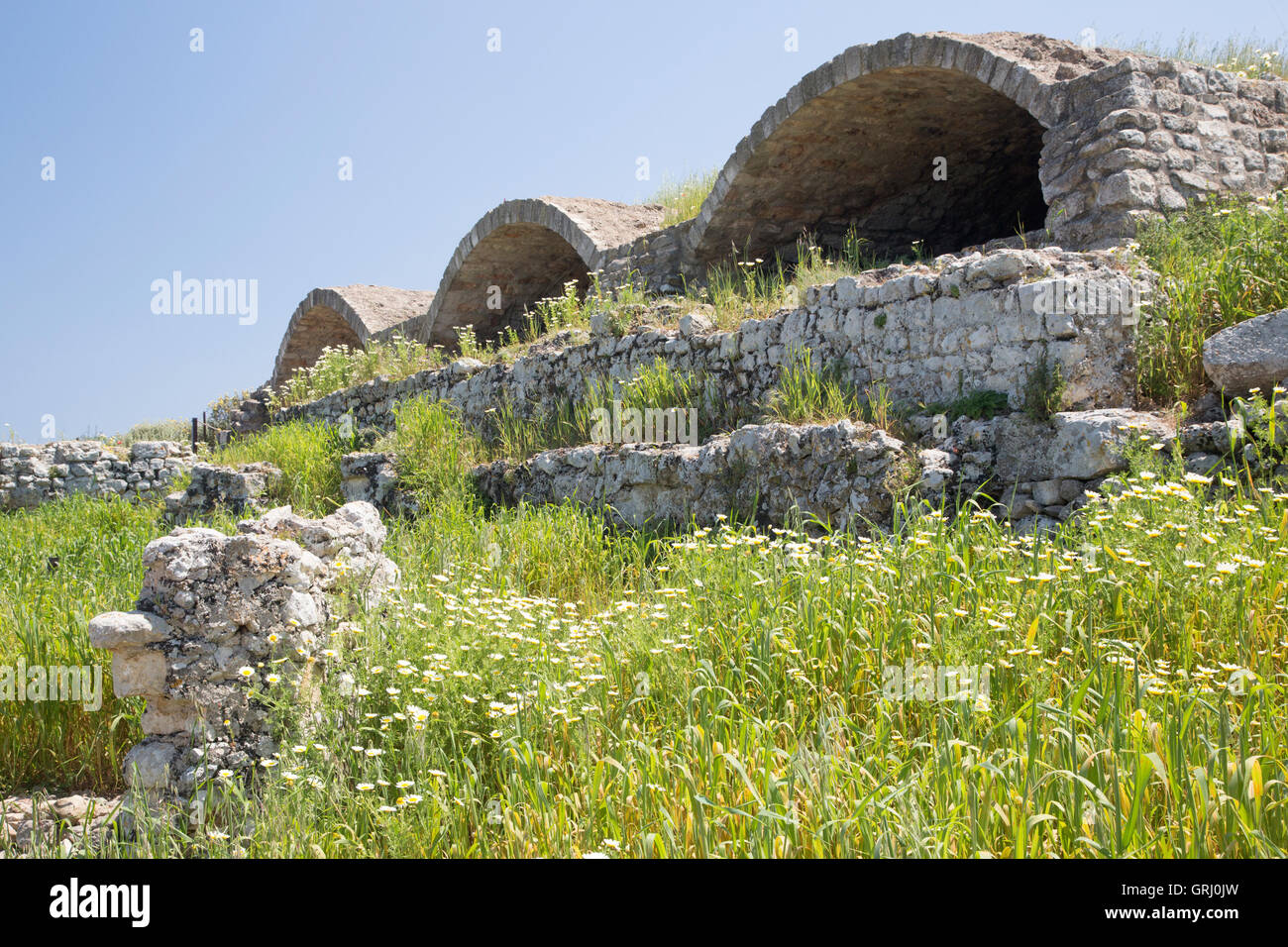 view of Aptera, ancient Roman building, Souda Bay, Crete Stock Photo ...