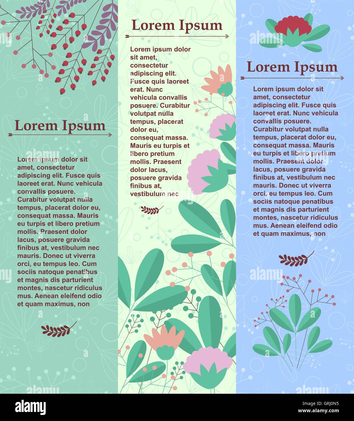 Set of vertical banners with floral elements and place for your text ...