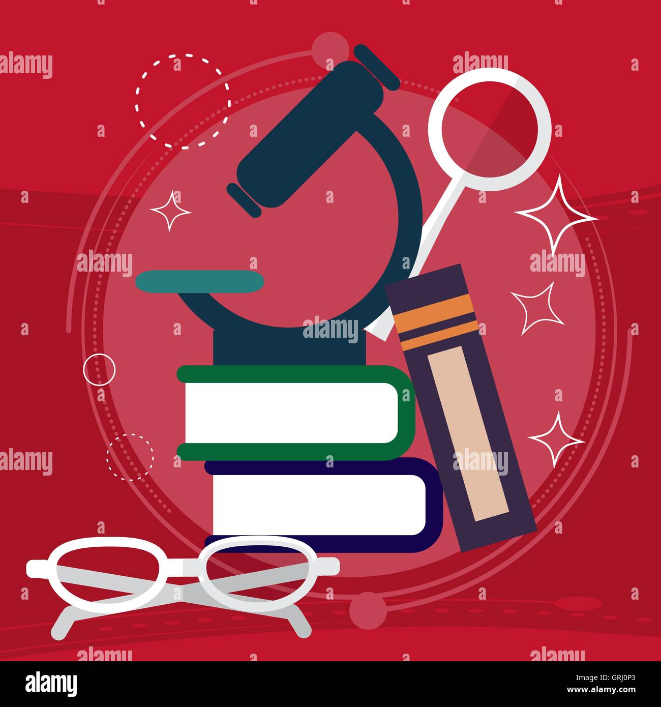 Book with Science and Nature Study Symbols. Education Concept. Vector ...