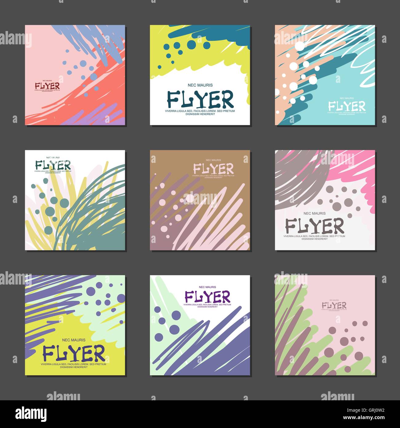 Collection of bright abstract cards for your design. Hand-drawn. Vector ...