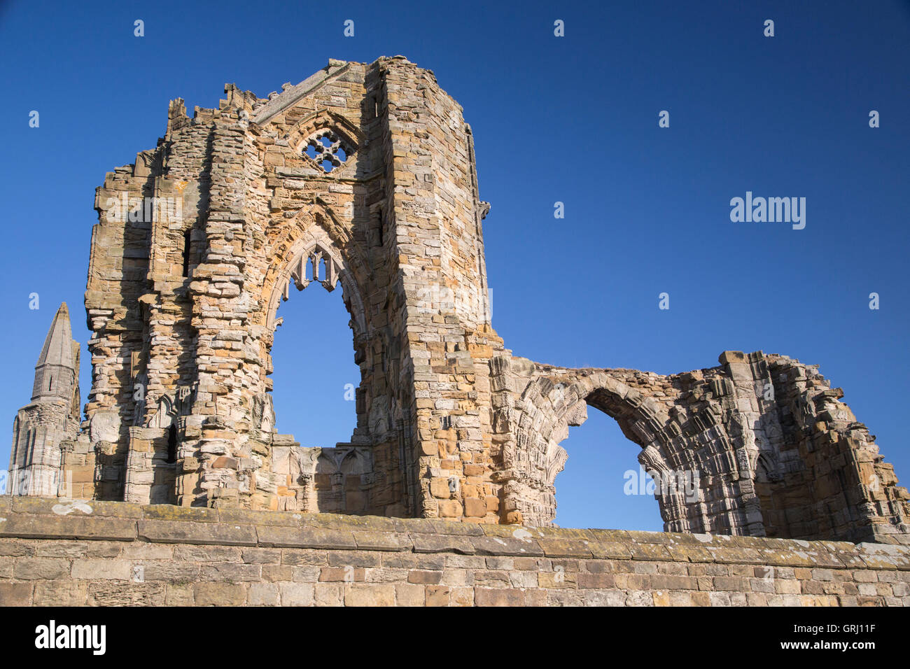view of Whitby Abbey, ruined building, North Yorkshire Stock Photo - Alamy