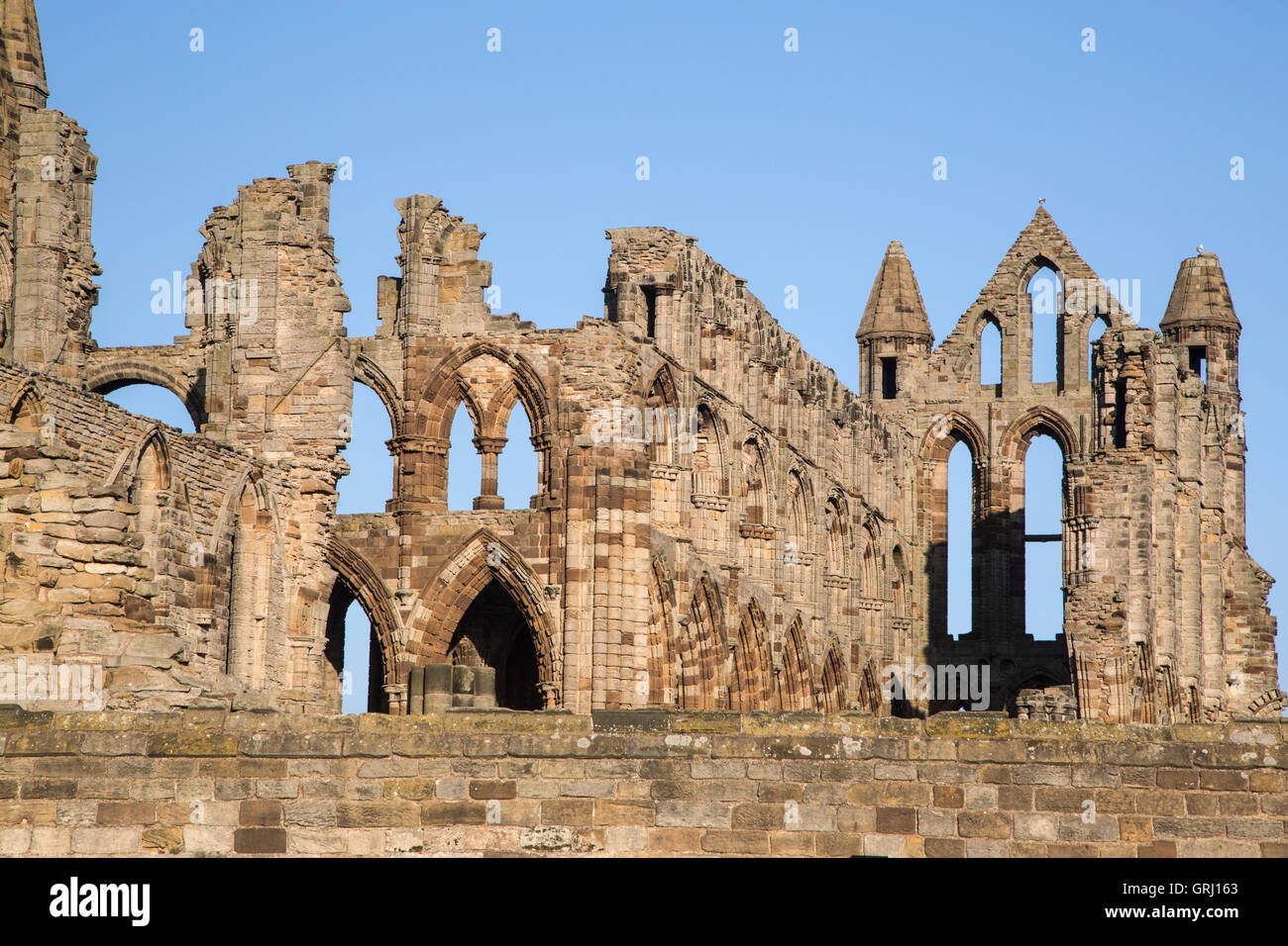 view of Whitby Abbey, ruined building, North Yorkshire Stock Photo - Alamy