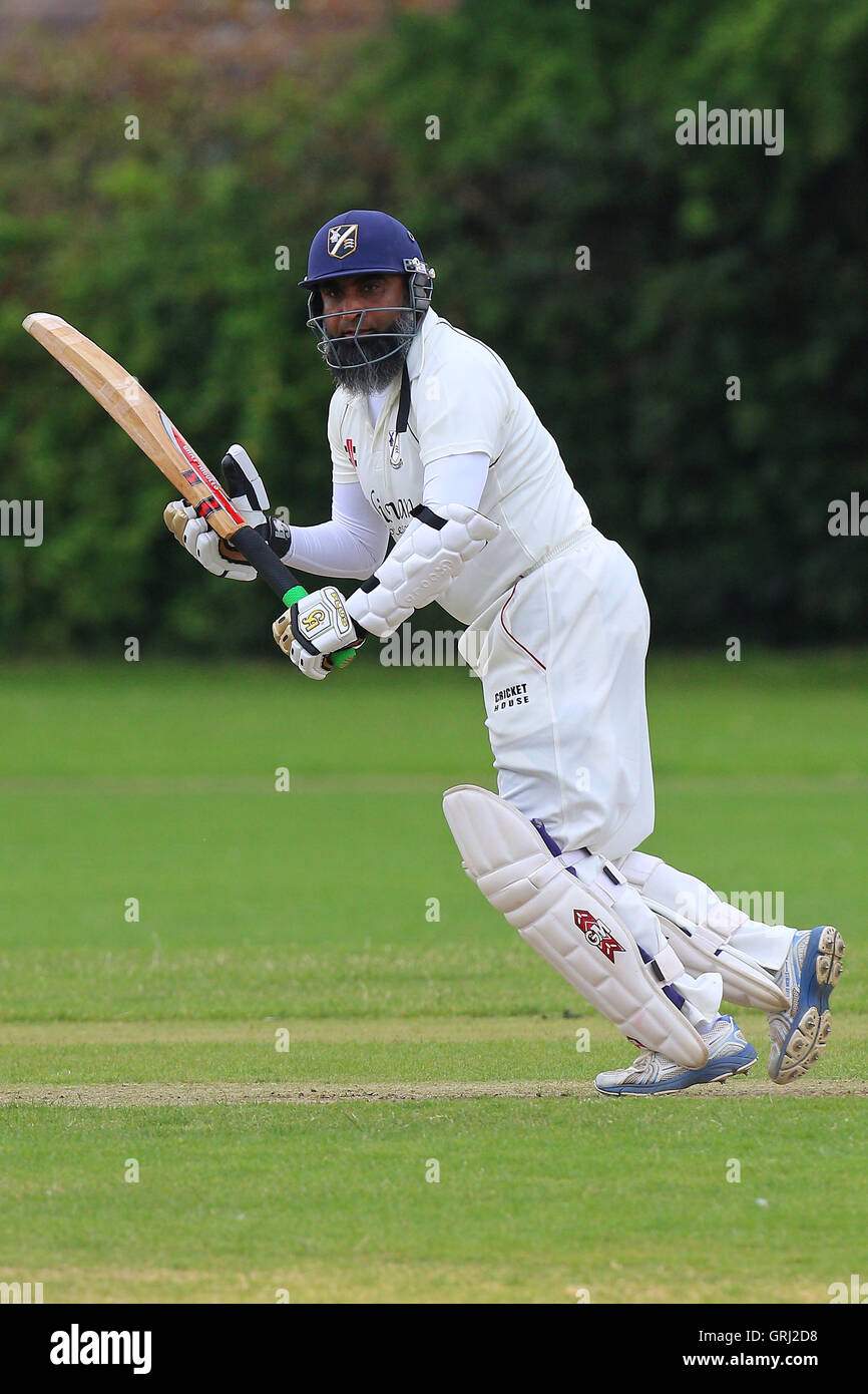 S Rahman in batting action for Upminster during Upminster CC vs Orsett ...