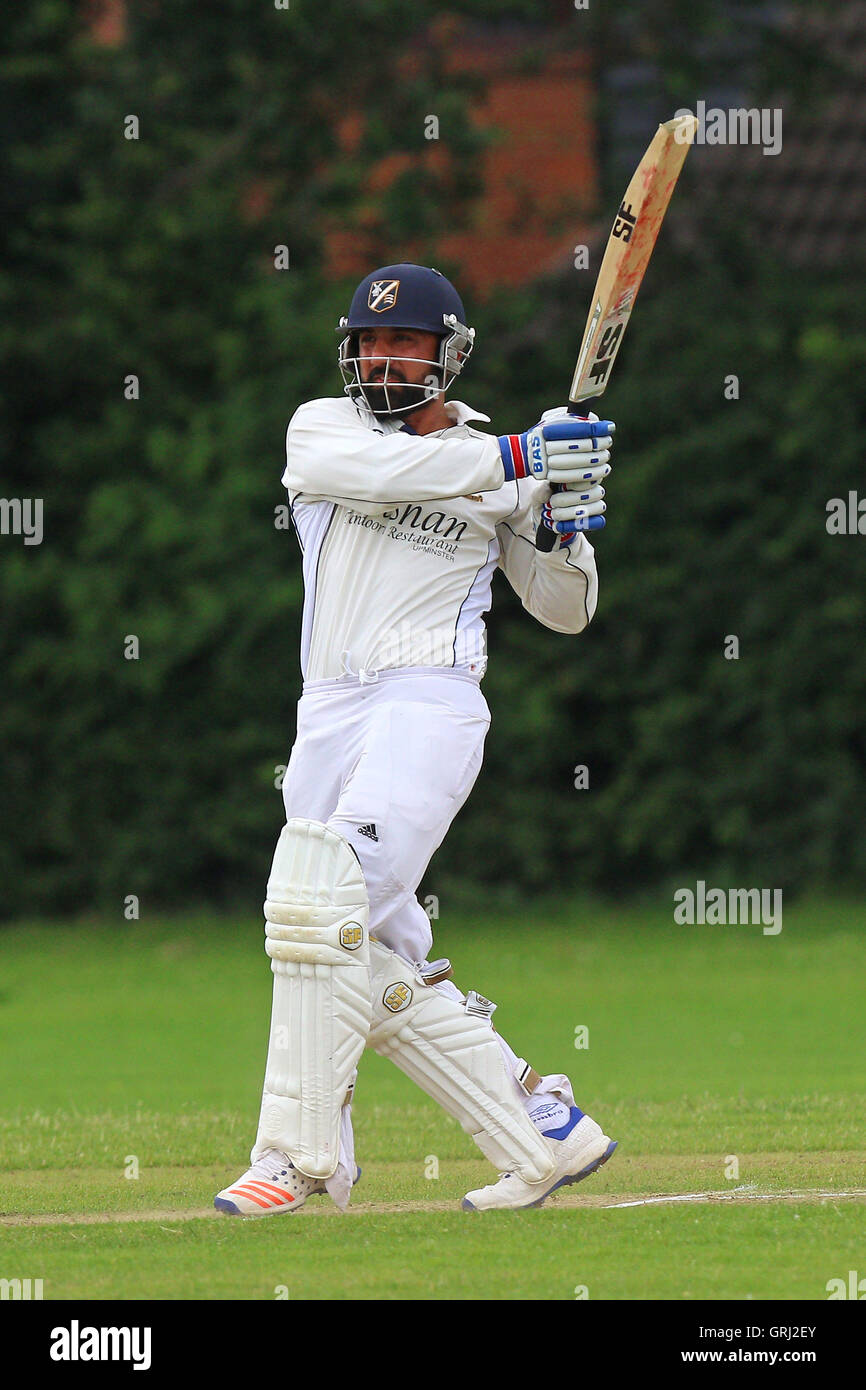 S Butt in batting action for Upminster during Upminster CC vs Orsett ...