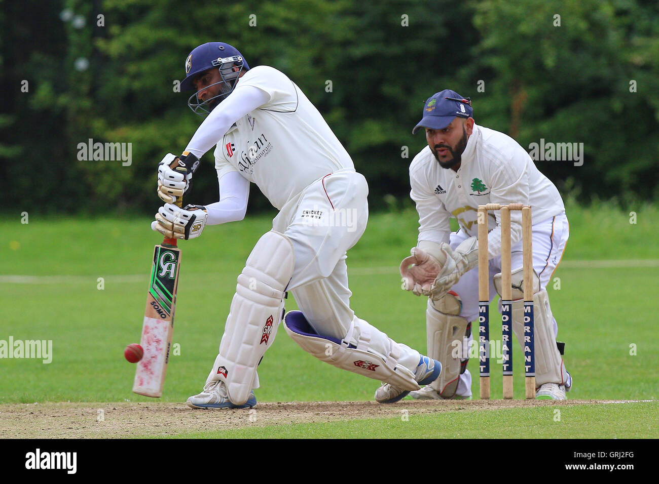 S Rahman in batting action for Upminster during Upminster CC vs Orsett ...