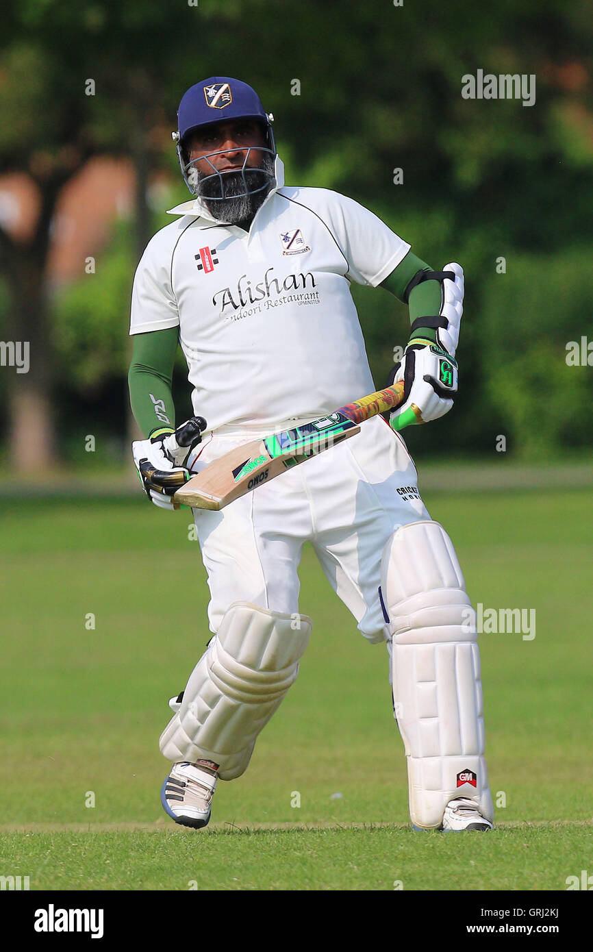 S Rahman in batting action for Upminster during Upminster CC vs Harold ...