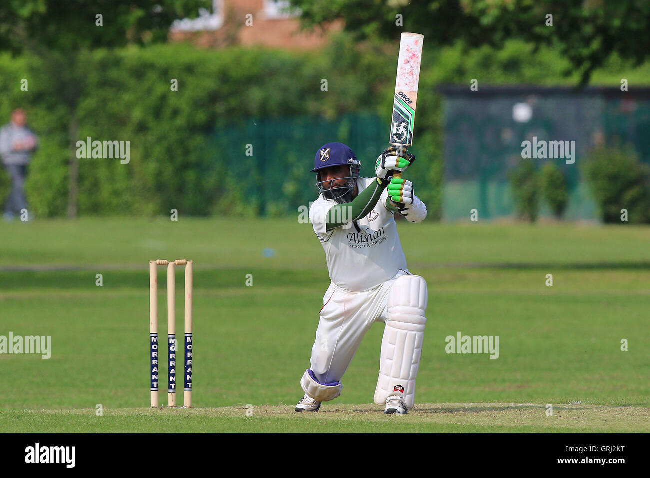S Rahman in batting action for Upminster during Upminster CC vs Harold ...