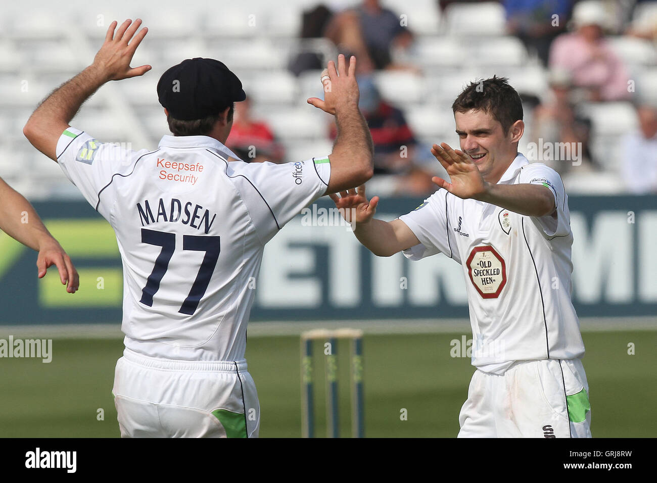 Mark Pettini of Essex gives a return catch to Derbyshire bowler David ...