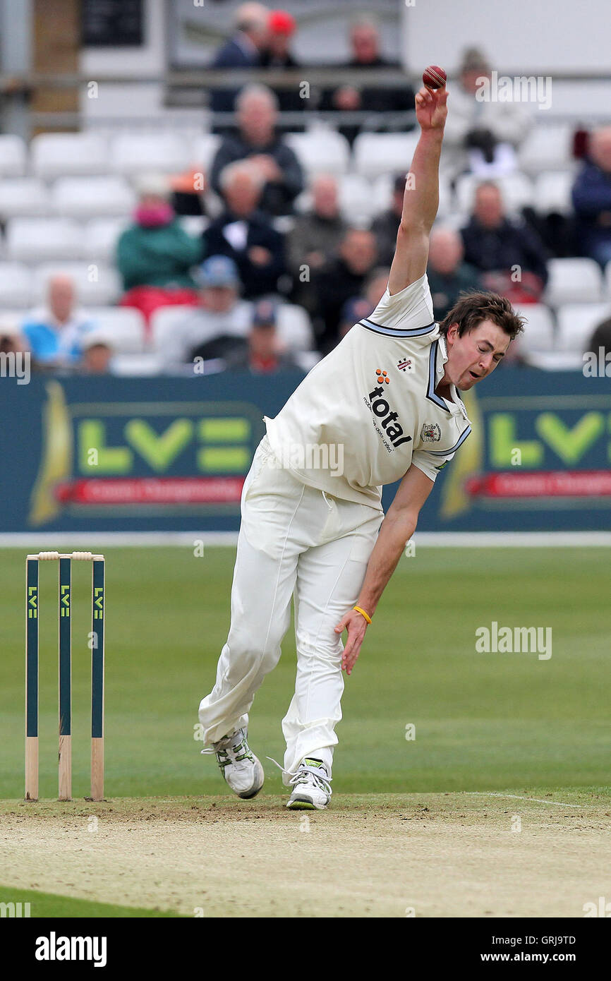 James Fuller in bowling action for Gloucestershire - Essex CCC vs ...