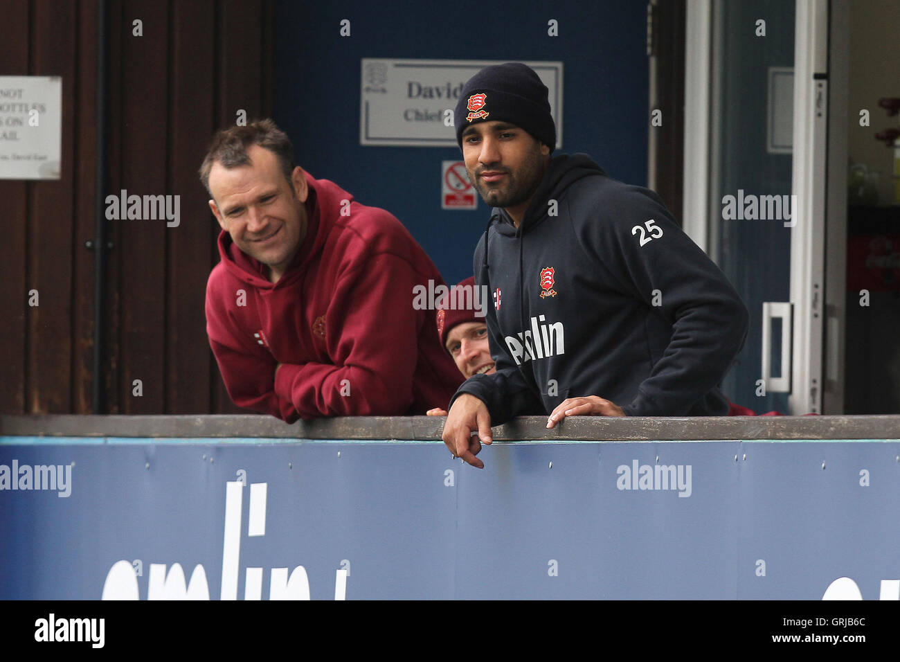 Ravi Bopara of Essex and England (R) and James Middlebrook of ...