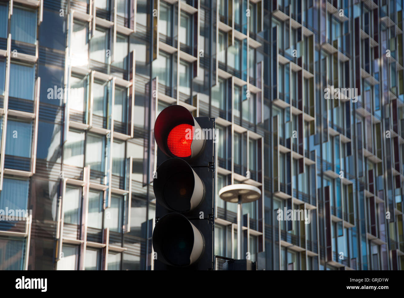 red traffic light illuminated Stock Photo - Alamy
