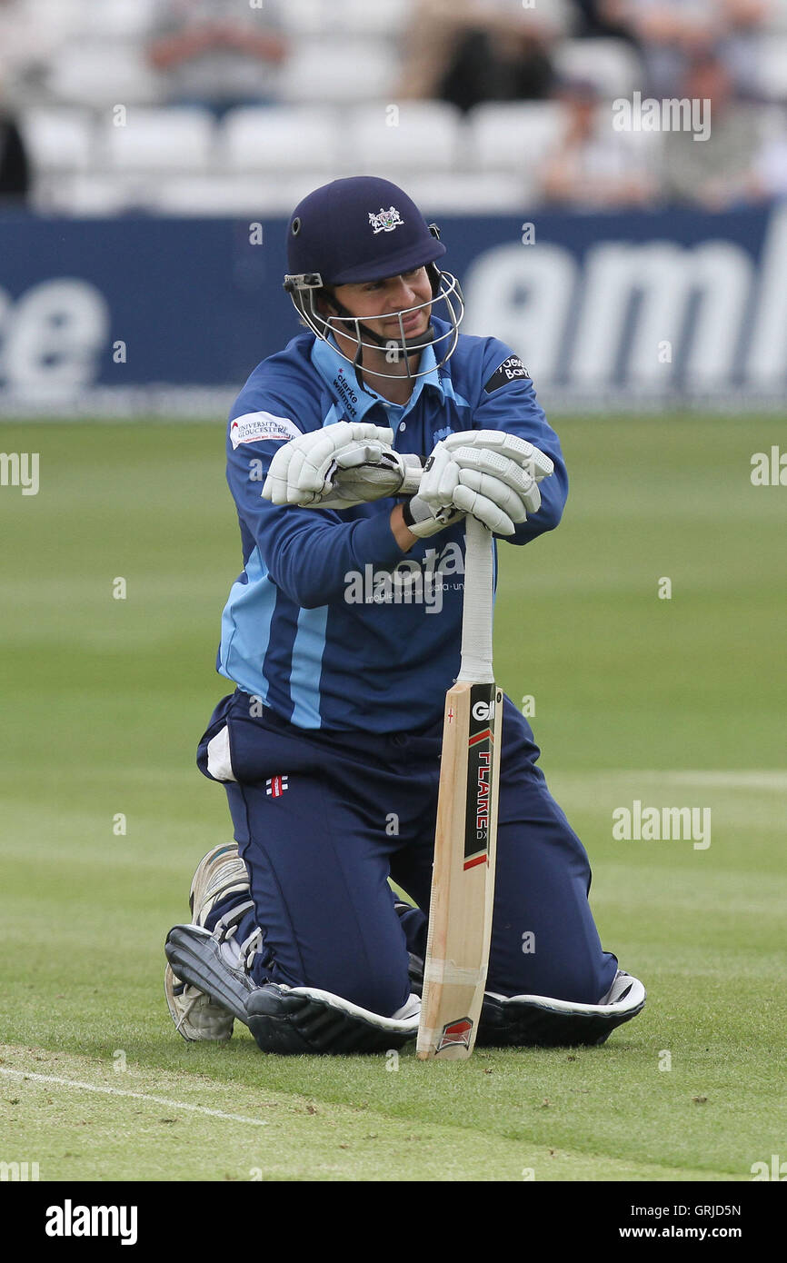 Alex Gidman of Gloucestershire ponders his fate before being given run ...