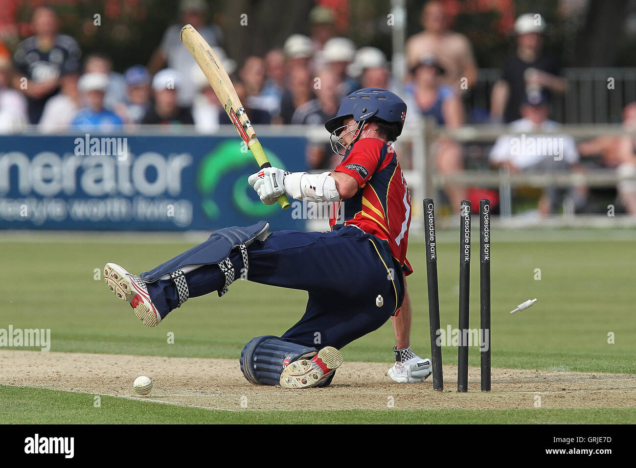 James Foster of Essex is bowled out by Logan van Beek - Essex Eagles vs ...