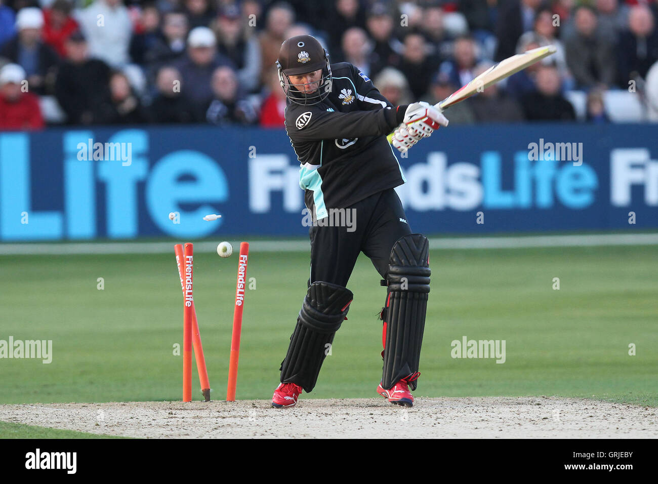 Gareth Batty of Surrey is bowled out by Ryan ten Doeschate - Friends ...