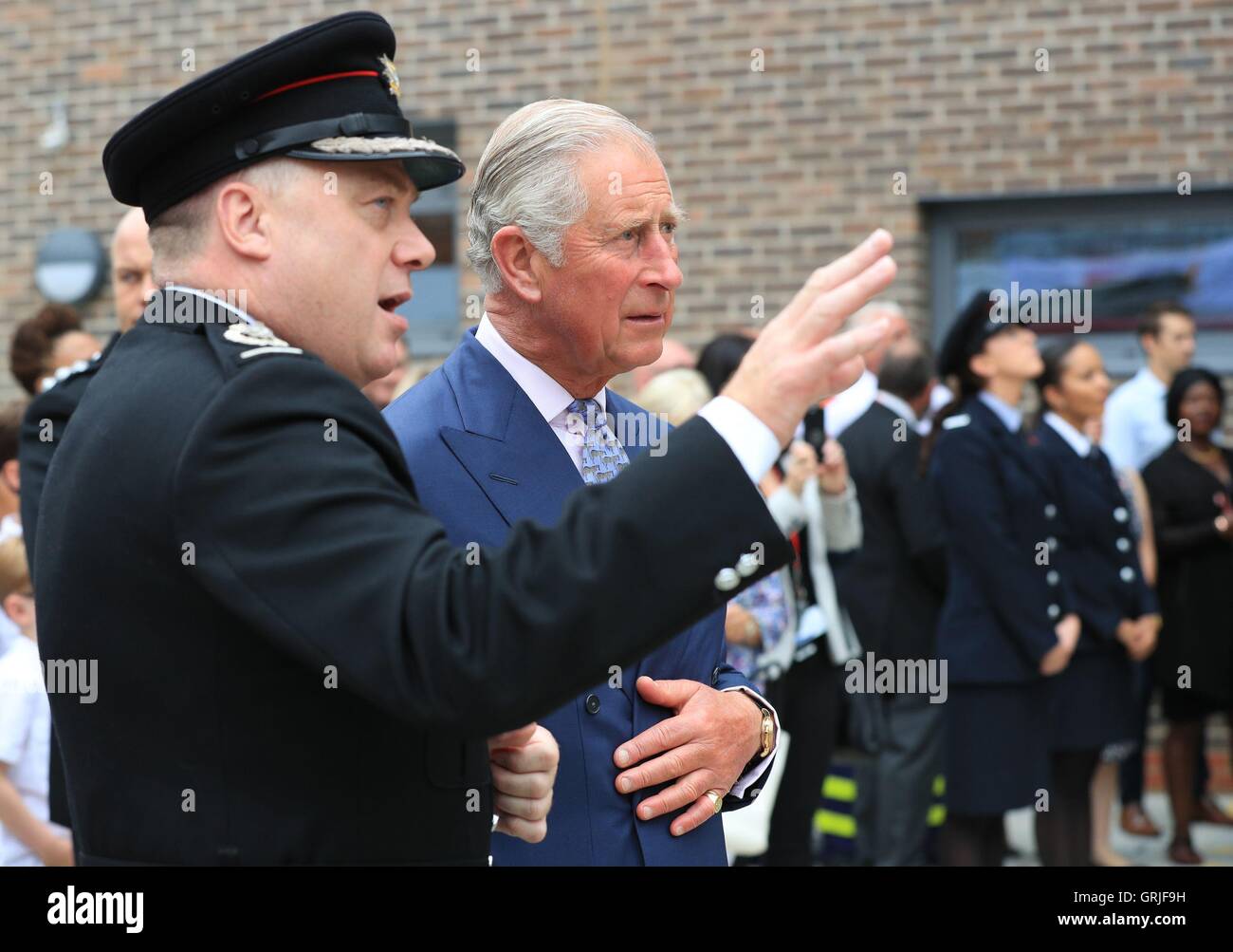 The Prince of Wales with LFB Director of Operations David Brown during ...