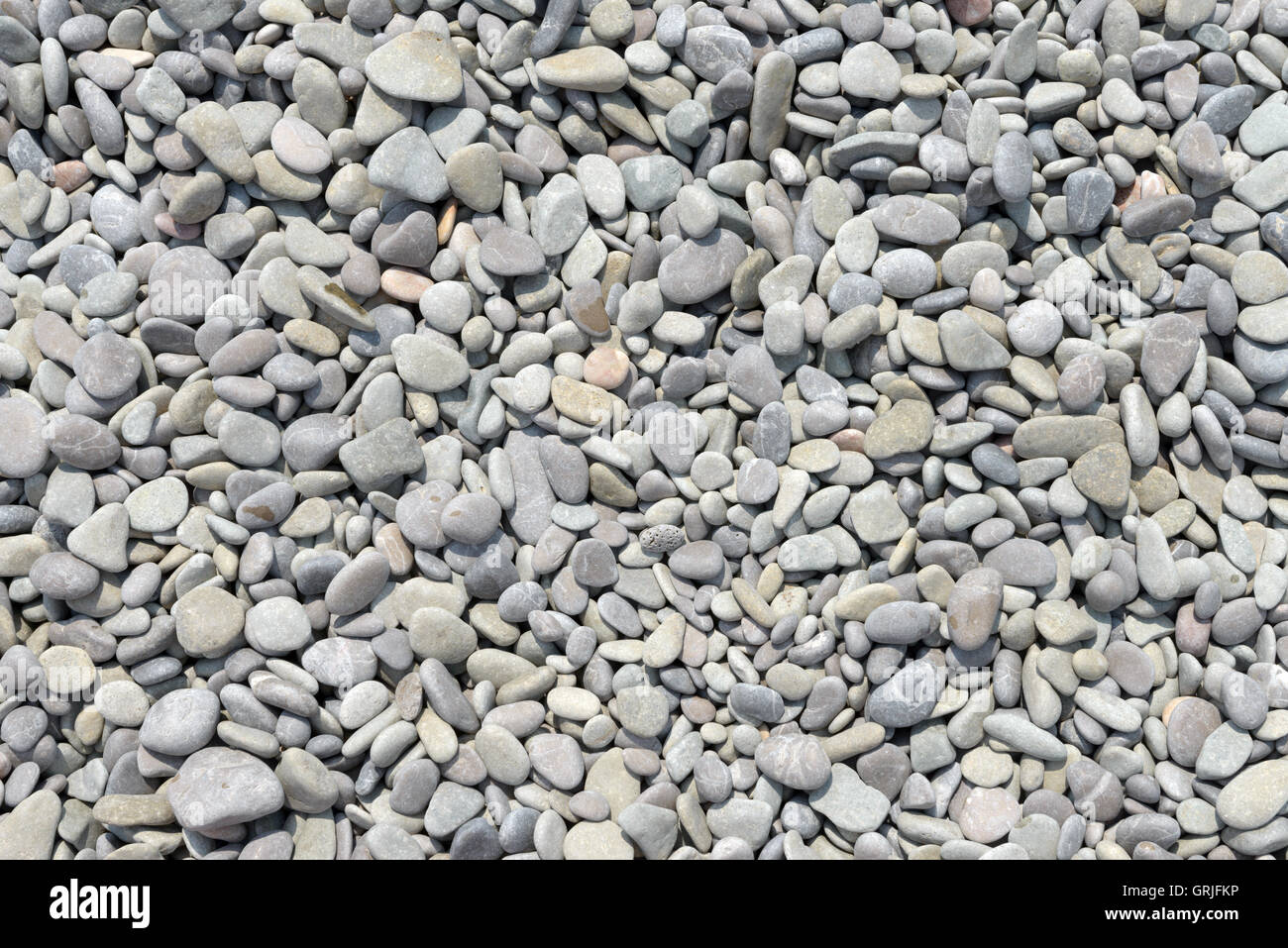Close-up view of grey pebble in bright sunlight as natural background ...