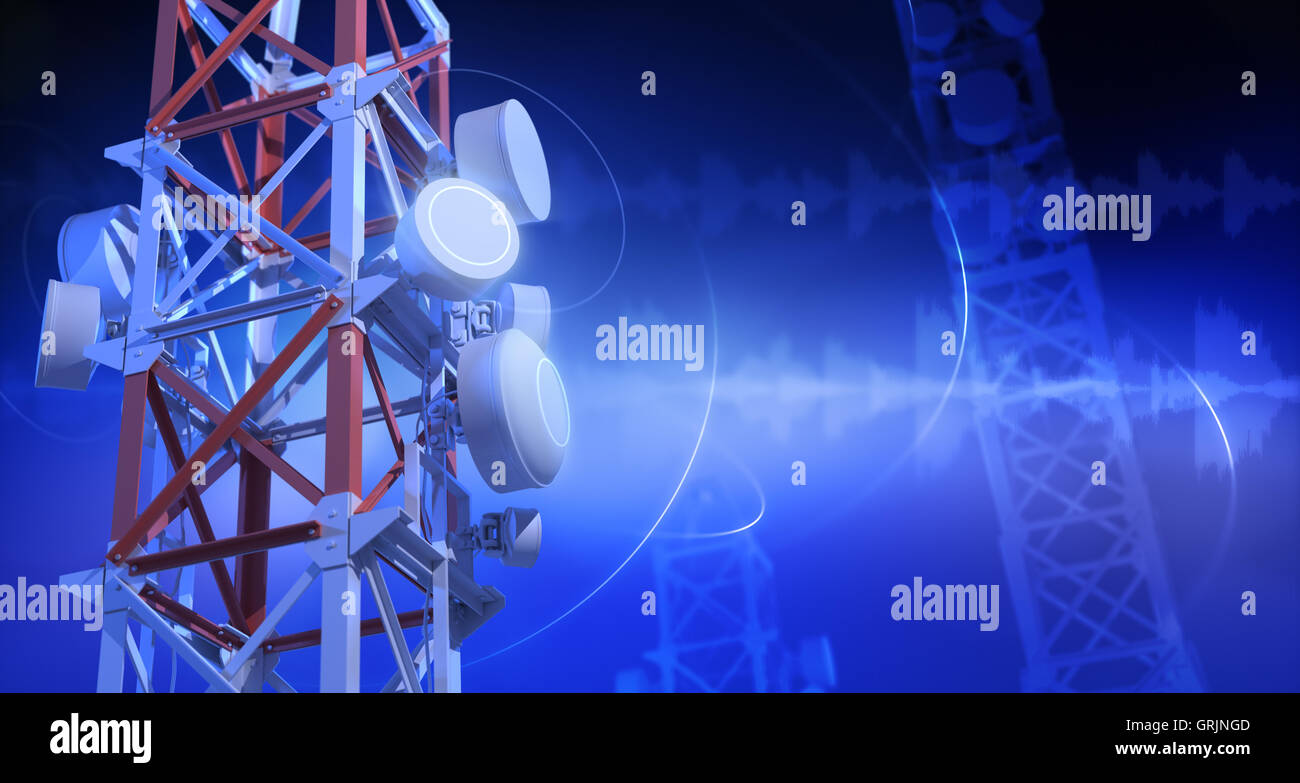 Tower and Communication equipment - 3D Rendering Stock Photo - Alamy