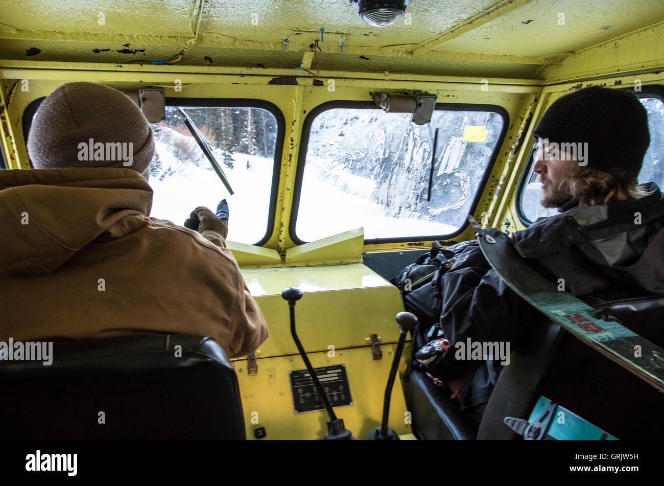Inside of a Snowcat Stock Photo - Alamy