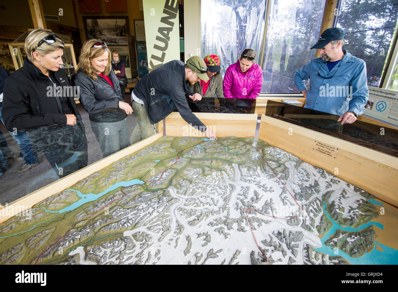 Rafters following the path of the Alsek River on Kluane National Park ...