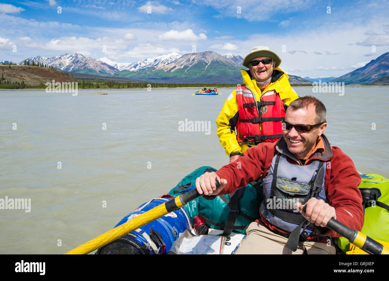Father and Son rafting the Alsek River Stock Photo - Alamy