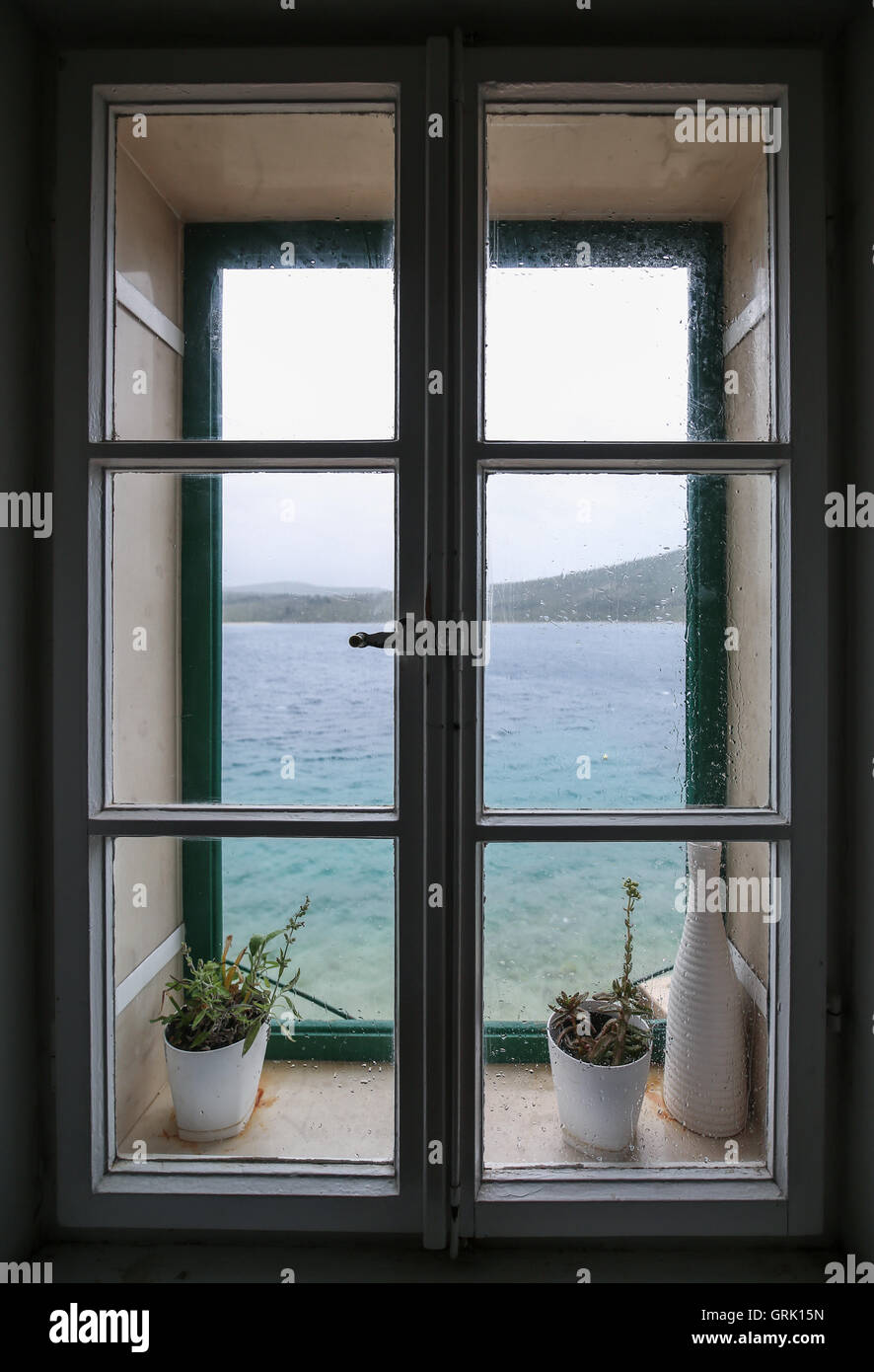 Stunning picture of window with amazing sea view Stock Photo - Alamy