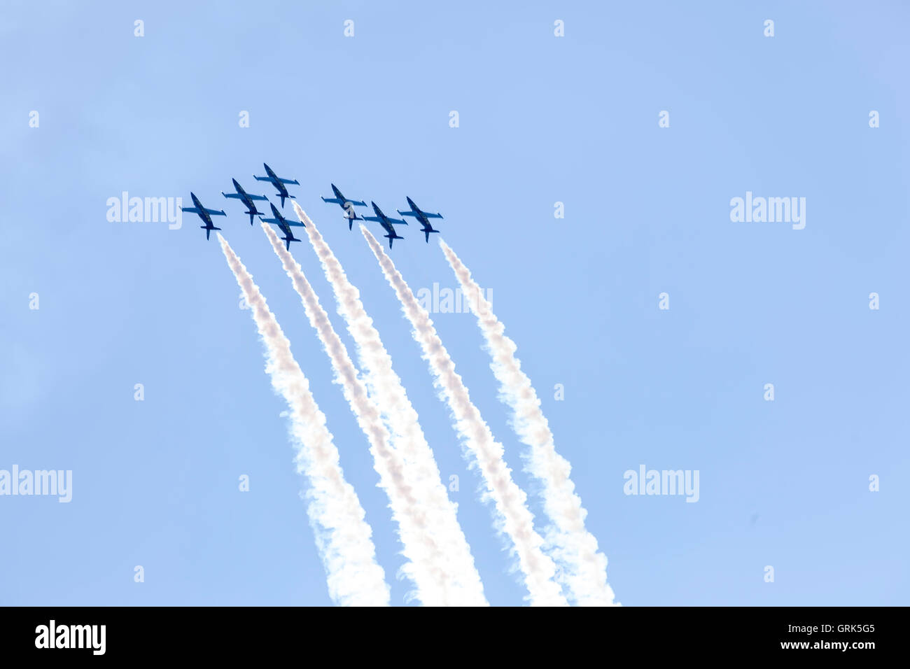 American Tour Breitling Jet Team performing in the air show at the ...