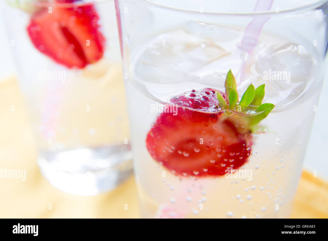 Strawberry cold drink in glasses close up Stock Photo - Alamy