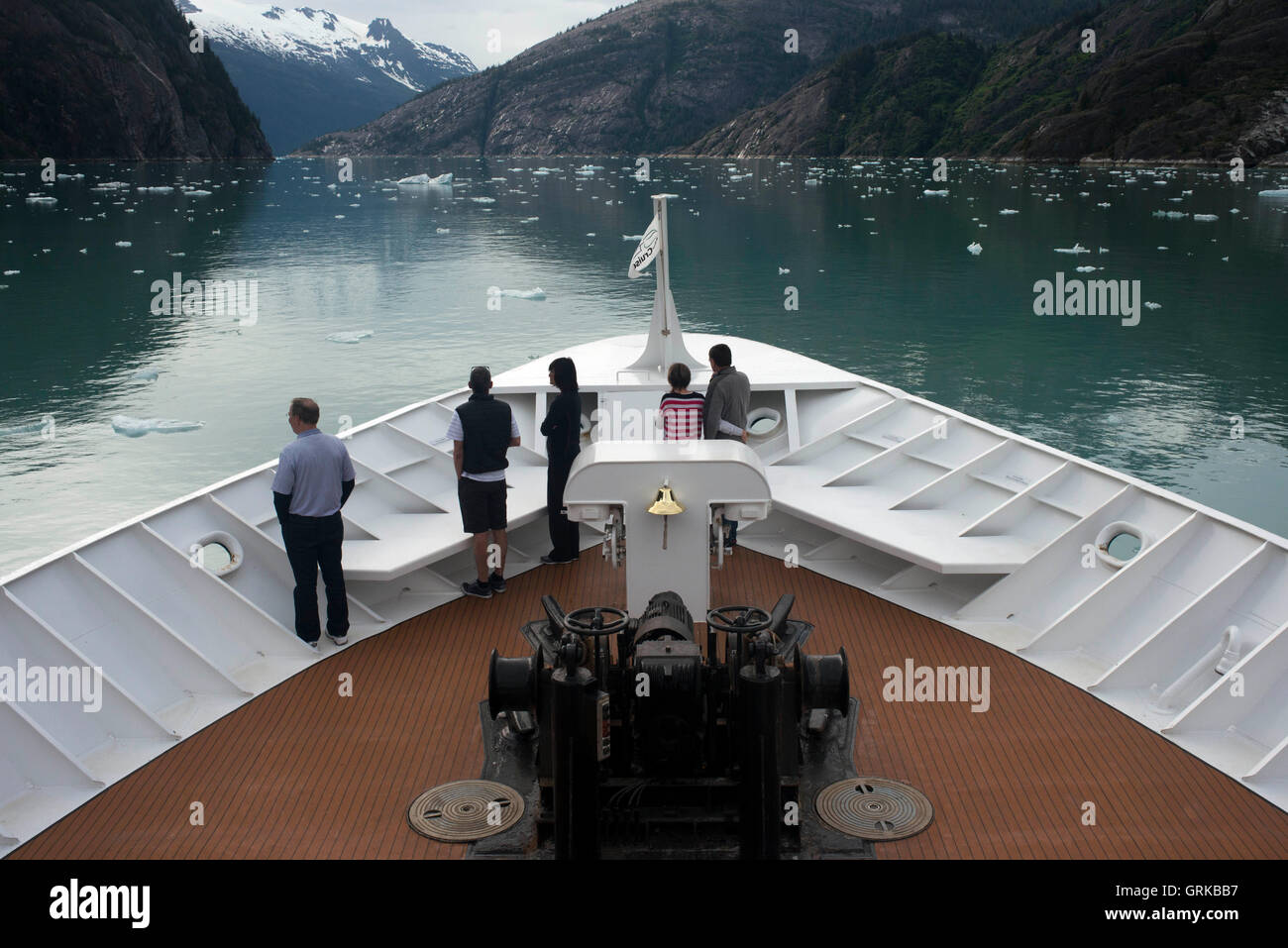 Passengers on cruise ship Safari Endeavour at anchor at Fords Terror ...