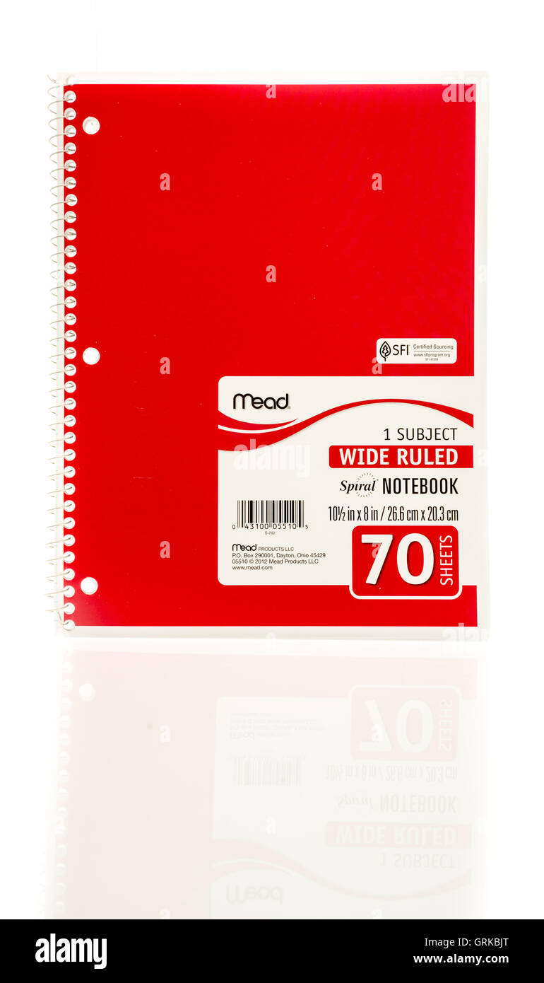 Winneconne, WI - 20 August 2016: Mead spiral red notebook on an ...